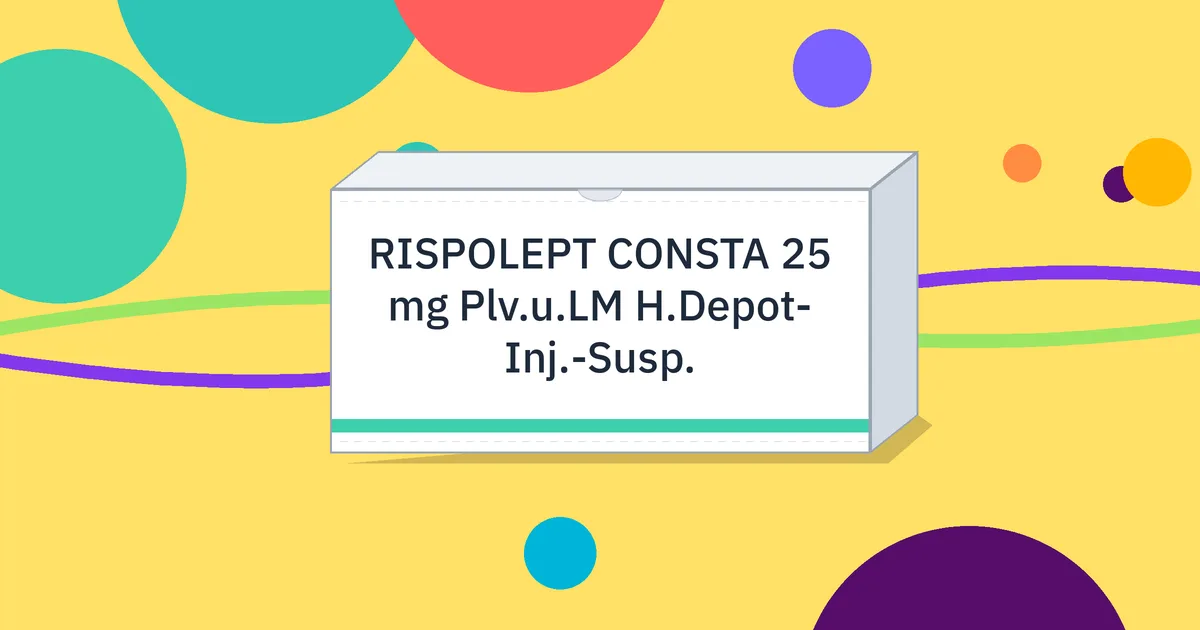 Symbolbild: Packung mit der Aufschrift RISPOLEPT CONSTA 25 mg Plv.u.LM H.Depot-Inj.-Susp. (PZN 09714818) – Verfügbarkeit und Bezug in Apotheken in Frankfurt am Main