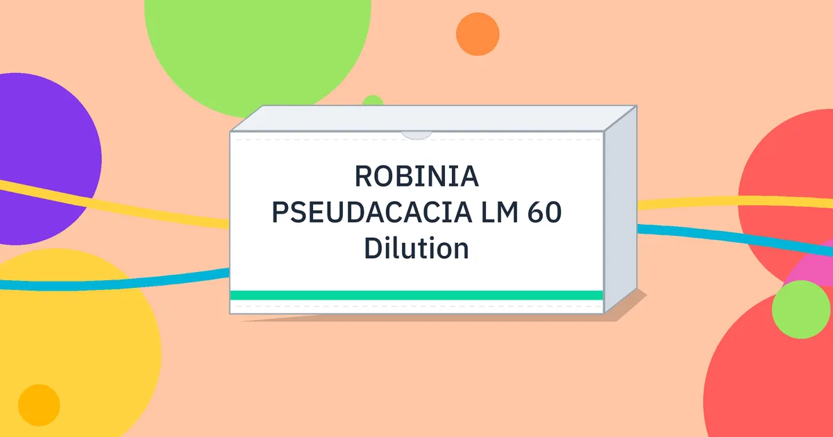 Symbolbild: Packung mit der Aufschrift ROBINIA PSEUDACACIA LM 60 Dilution (PZN 13055161) – Verfügbarkeit und Bezug in Apotheken in Frankfurt am Main