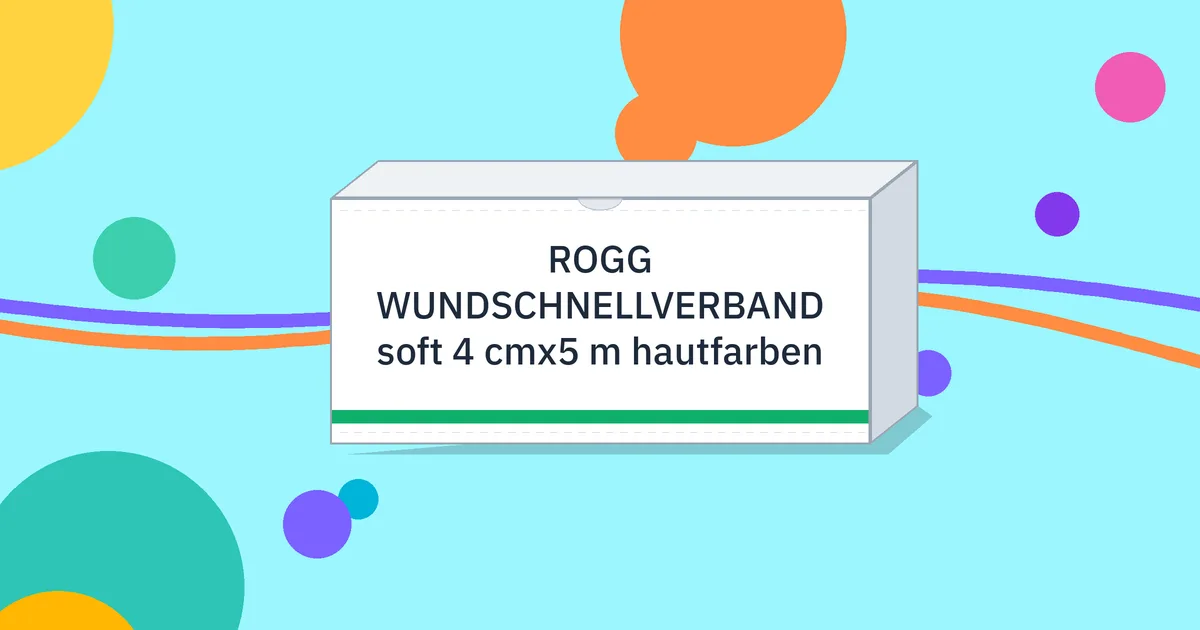 Symbolbild: Packung mit der Aufschrift ROGG WUNDSCHNELLVERBAND soft 4 cmx5 m hautfarben (PZN 08408870) – Verfügbarkeit und Bezug in Apotheken in Frankfurt am Main