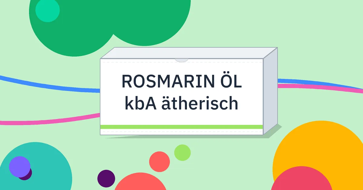 Symbolbild: Packung mit der Aufschrift ROSMARIN ÖL kbA ätherisch (PZN 00721811) – Verfügbarkeit und Bezug in Apotheken in Frankfurt am Main