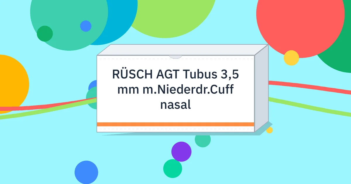 Symbolbild: Packung mit der Aufschrift RÜSCH AGT Tubus 3,5 mm m.Niederdr.Cuff nasal (PZN 06636673) – Verfügbarkeit und Bezug in Apotheken in Frankfurt am Main