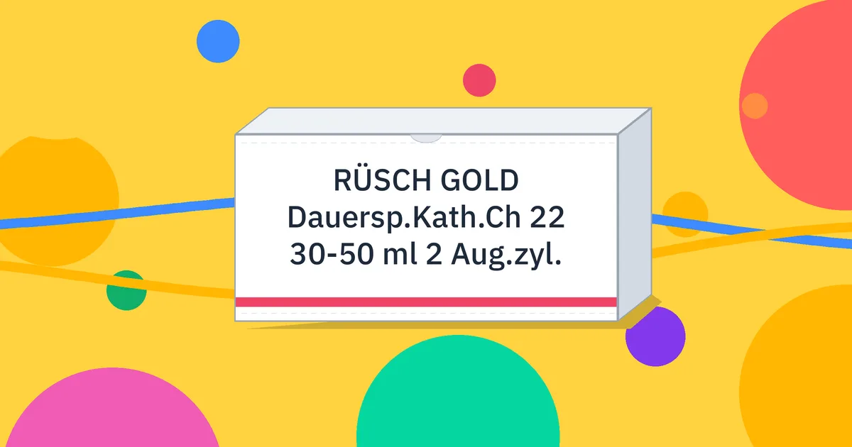 Symbolbild: Packung mit der Aufschrift RÜSCH GOLD Dauersp.Kath.Ch 22 30-50 ml 2 Aug.zyl. (PZN 06186715) – Verfügbarkeit und Bezug in Apotheken in Frankfurt am Main