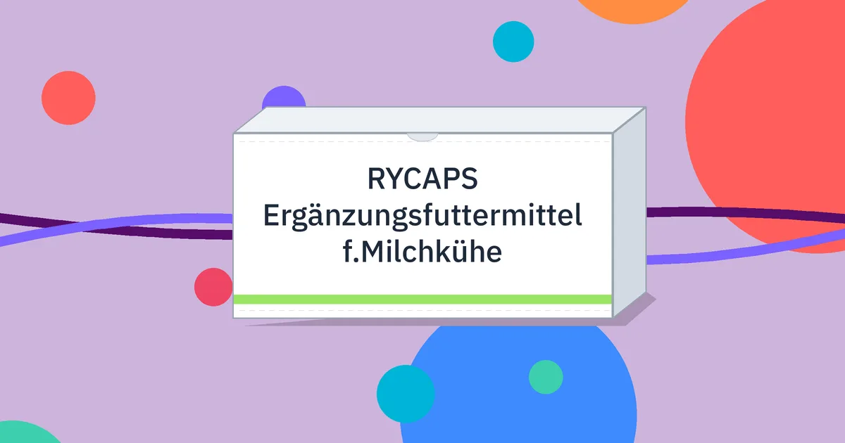 Symbolbild: Packung mit der Aufschrift RYCAPS Ergänzungsfuttermittel f.Milchkühe (PZN 20003940) – Verfügbarkeit und Bezug in Apotheken in Frankfurt am Main