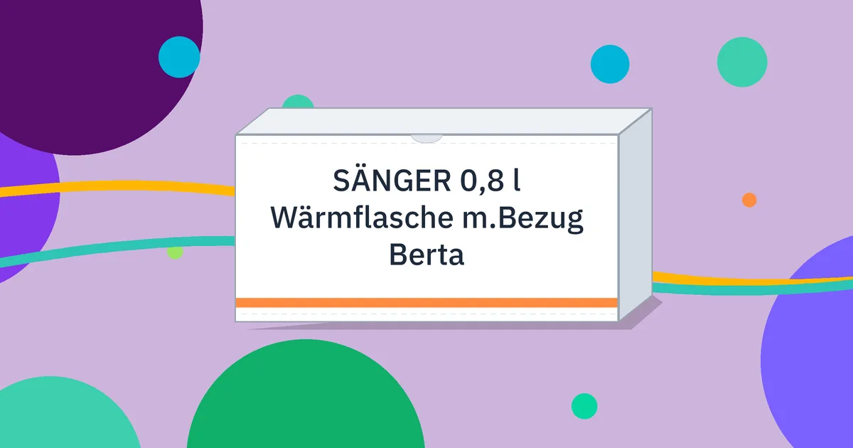 Symbolbild: Packung mit der Aufschrift SÄNGER 0,8 l Wärmflasche m.Bezug Berta (PZN 13567642) – Verfügbarkeit und Bezug in Apotheken in Frankfurt am Main