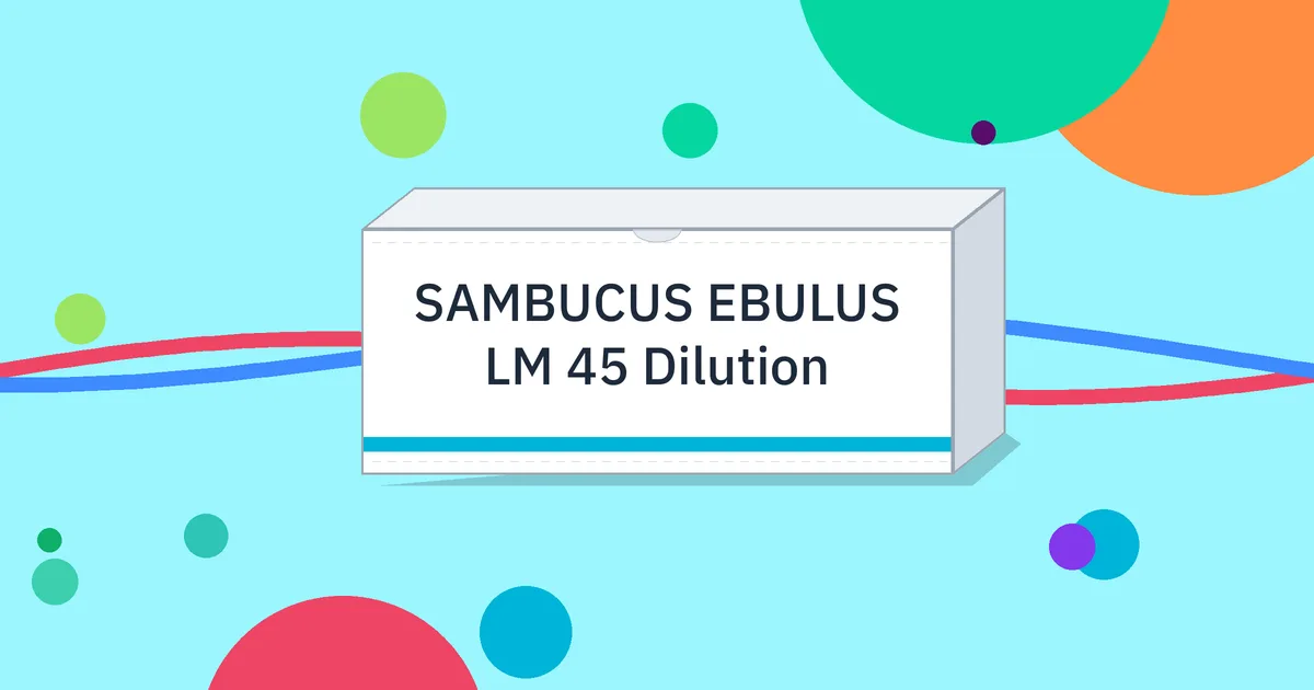 Symbolbild: Packung mit der Aufschrift SAMBUCUS EBULUS LM 45 Dilution (PZN 13180647) – Verfügbarkeit und Bezug in Apotheken in Frankfurt am Main