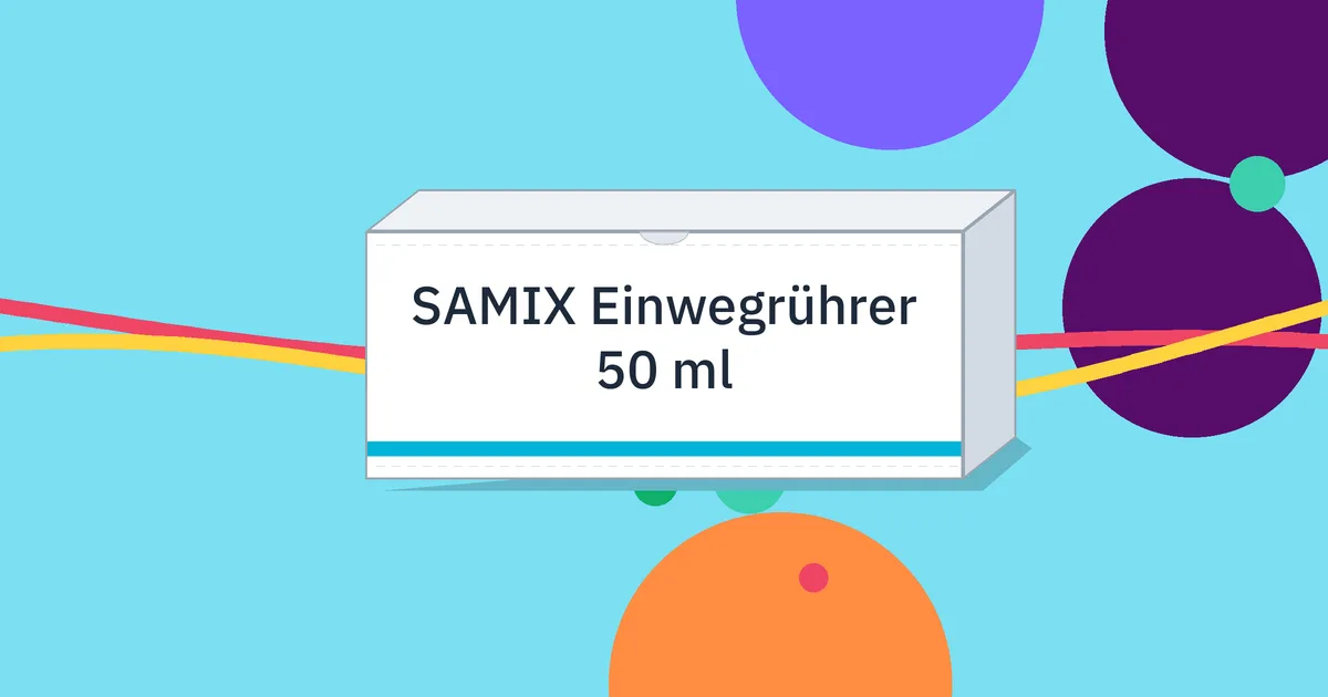 Symbolbild: Packung mit der Aufschrift SAMIX Einwegrührer 50 ml (PZN 19987635) – Verfügbarkeit und Bezug in Apotheken in Frankfurt am Main