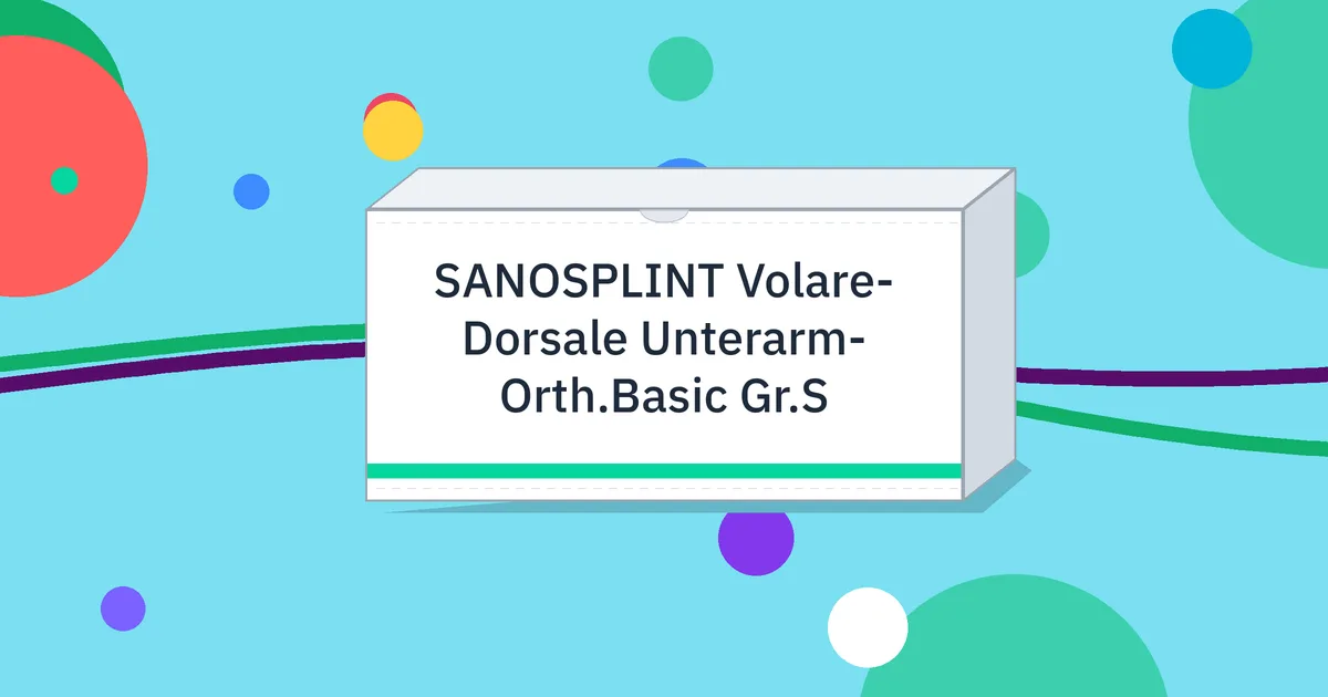 Symbolbild: Packung mit der Aufschrift SANOSPLINT Volare-Dorsale Unterarm-Orth.Basic Gr.S (PZN 11281261) – Verfügbarkeit und Bezug in Apotheken in Frankfurt am Main