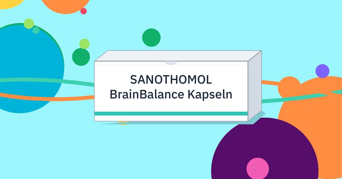 Symbolbild: Packung mit der Aufschrift SANOTHOMOL BrainBalance Kapseln (PZN 14440228) – Verfügbarkeit und Bezug in Apotheken in Frankfurt am Main