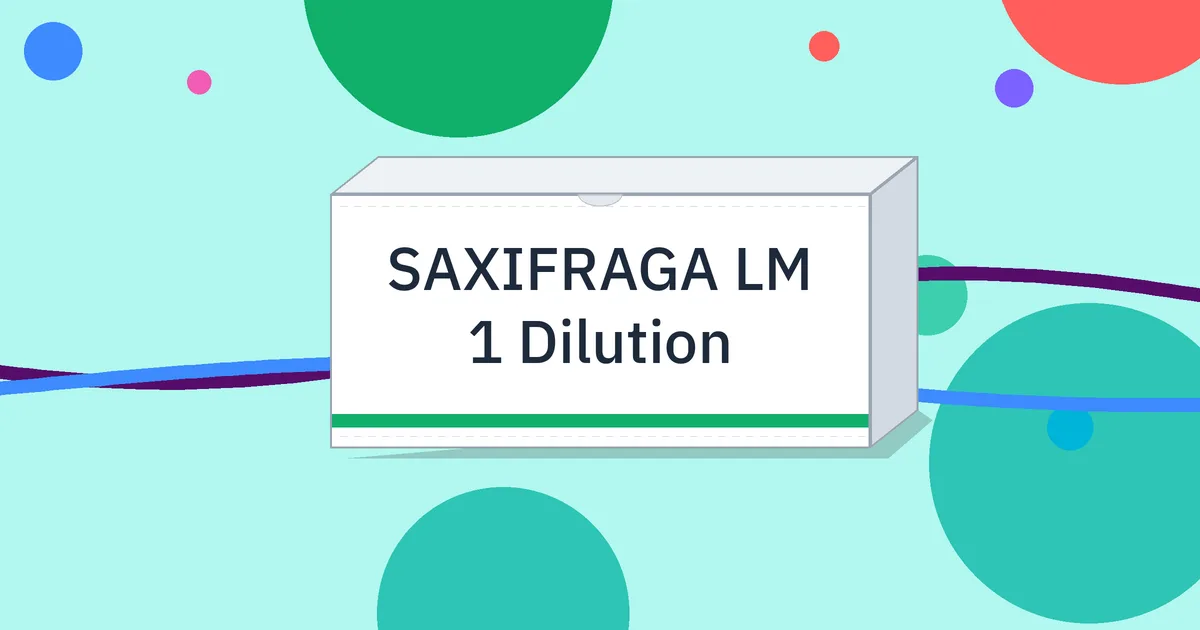Symbolbild: Packung mit der Aufschrift SAXIFRAGA LM 1 Dilution (PZN 13687961) – Verfügbarkeit und Bezug in Apotheken in Frankfurt am Main
