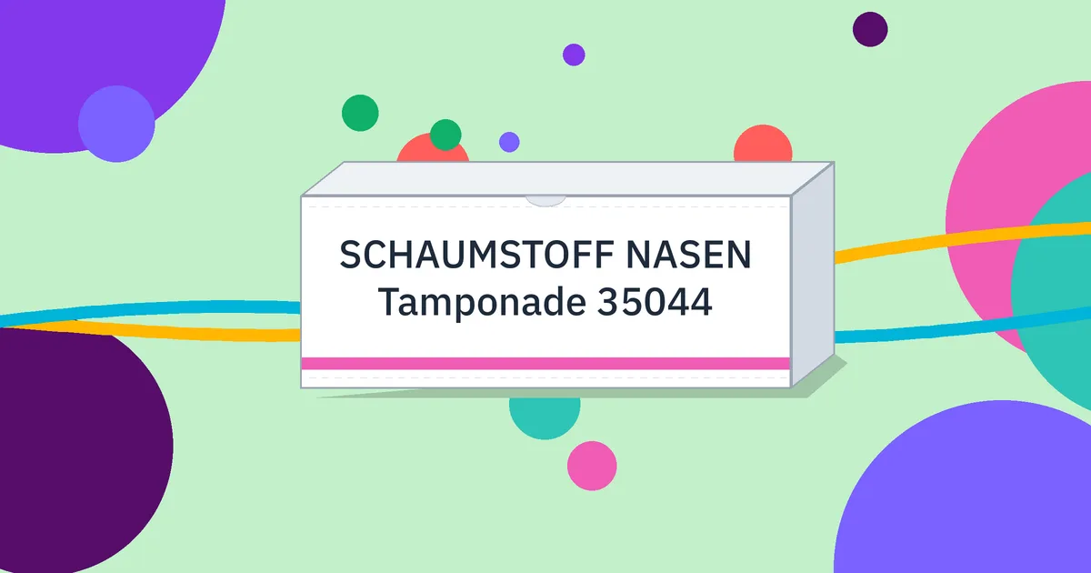 Symbolbild: Packung mit der Aufschrift SCHAUMSTOFF NASEN Tamponade 35044 (PZN 00185821) – Verfügbarkeit und Bezug in Apotheken in Frankfurt am Main