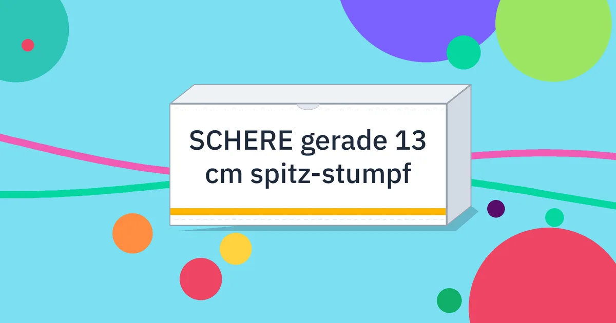 Symbolbild: Packung mit der Aufschrift SCHERE gerade 13 cm spitz-stumpf (PZN 15869525) – Verfügbarkeit und Bezug in Apotheken in Frankfurt am Main