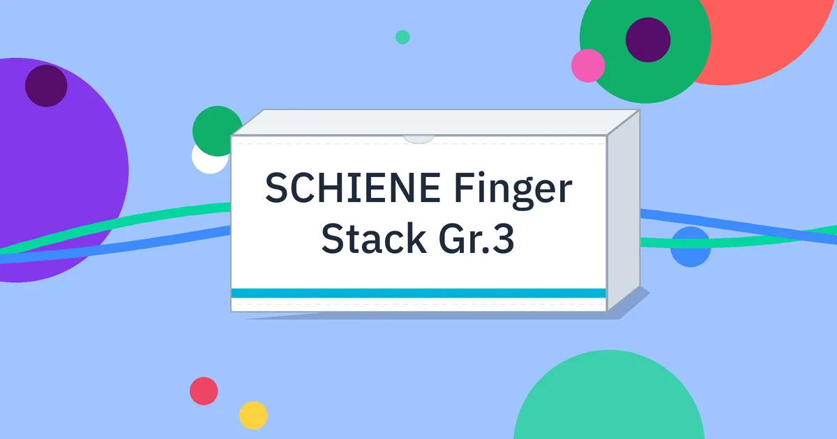 Symbolbild: Packung mit der Aufschrift SCHIENE Finger Stack Gr.3 (PZN 02009152) – Verfügbarkeit und Bezug in Apotheken in Frankfurt am Main