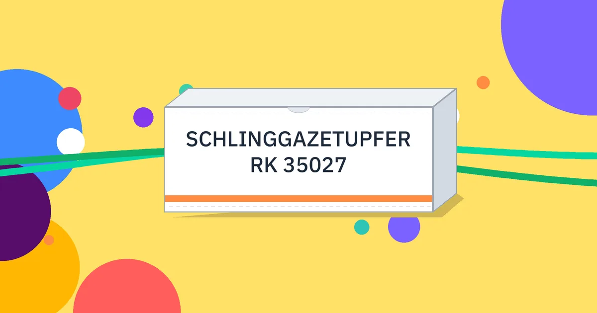 Symbolbild: Packung mit der Aufschrift SCHLINGGAZETUPFER RK 35027 (PZN 00185726) – Verfügbarkeit und Bezug in Apotheken in Frankfurt am Main