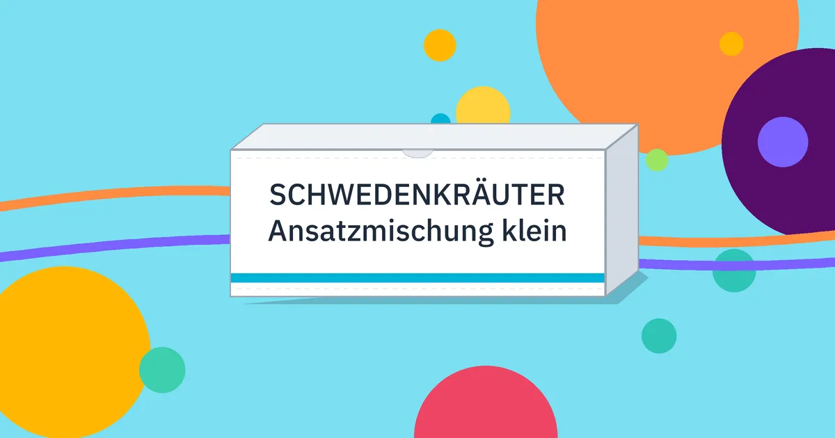 Symbolbild: Packung mit der Aufschrift SCHWEDENKRÄUTER Ansatzmischung klein (PZN 11341632) – Verfügbarkeit und Bezug in Apotheken in Frankfurt am Main