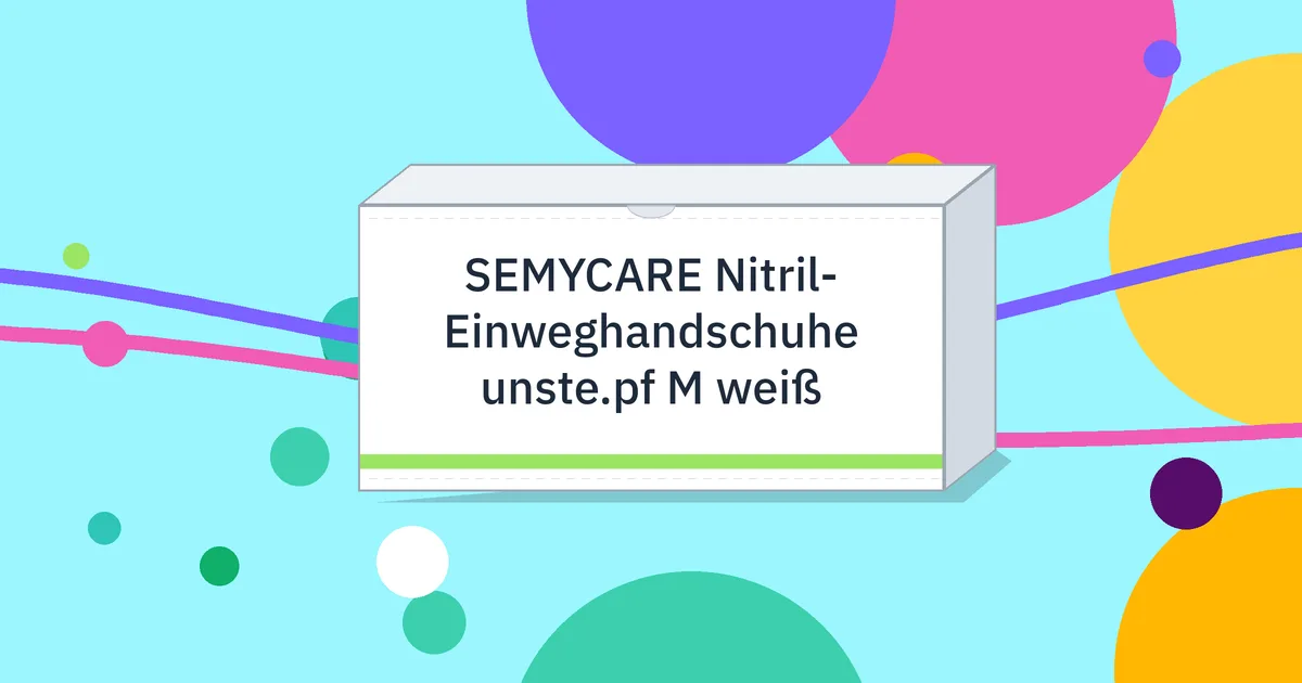 Symbolbild: Packung mit der Aufschrift SEMYCARE Nitril-Einweghandschuhe unste.pf M weiß (PZN 17621893) – Verfügbarkeit und Bezug in Apotheken in Frankfurt am Main
