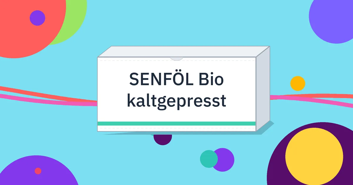 Symbolbild: Packung mit der Aufschrift SENFÖL Bio kaltgepresst (PZN 15432538) – Verfügbarkeit und Bezug in Apotheken in Frankfurt am Main