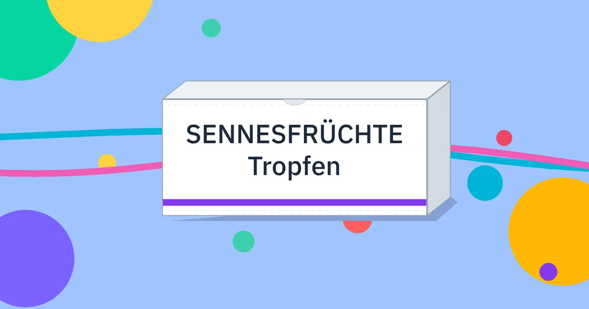 Symbolbild: Packung mit der Aufschrift SENNESFRÜCHTE Tropfen (PZN 18439794) – Verfügbarkeit und Bezug in Apotheken in Frankfurt am Main