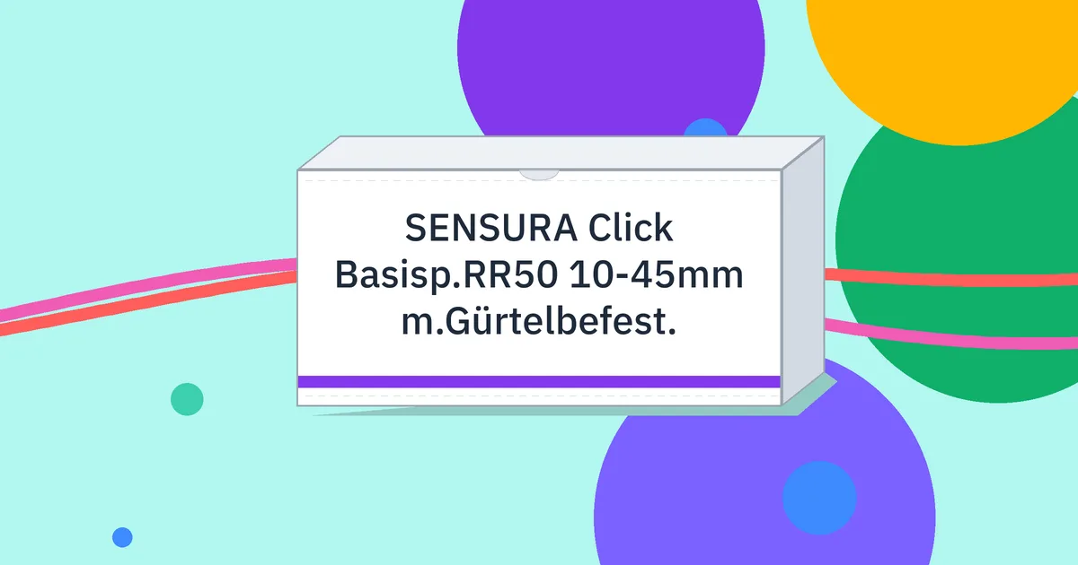 Symbolbild: Packung mit der Aufschrift SENSURA Click Basisp.RR50 10-45mm m.Gürtelbefest. (PZN 05917499) – Verfügbarkeit und Bezug in Apotheken in Frankfurt am Main
