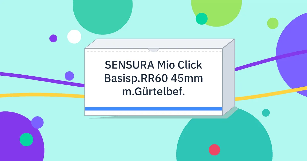 Symbolbild: Packung mit der Aufschrift SENSURA Mio Click Basisp.RR60 45mm m.Gürtelbef. (PZN 10202621) – Verfügbarkeit und Bezug in Apotheken in Frankfurt am Main