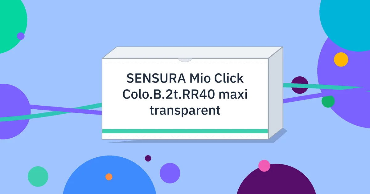 Symbolbild: Packung mit der Aufschrift SENSURA Mio Click Colo.B.2t.RR40 maxi transparent (PZN 10201975) – Verfügbarkeit und Bezug in Apotheken in Frankfurt am Main