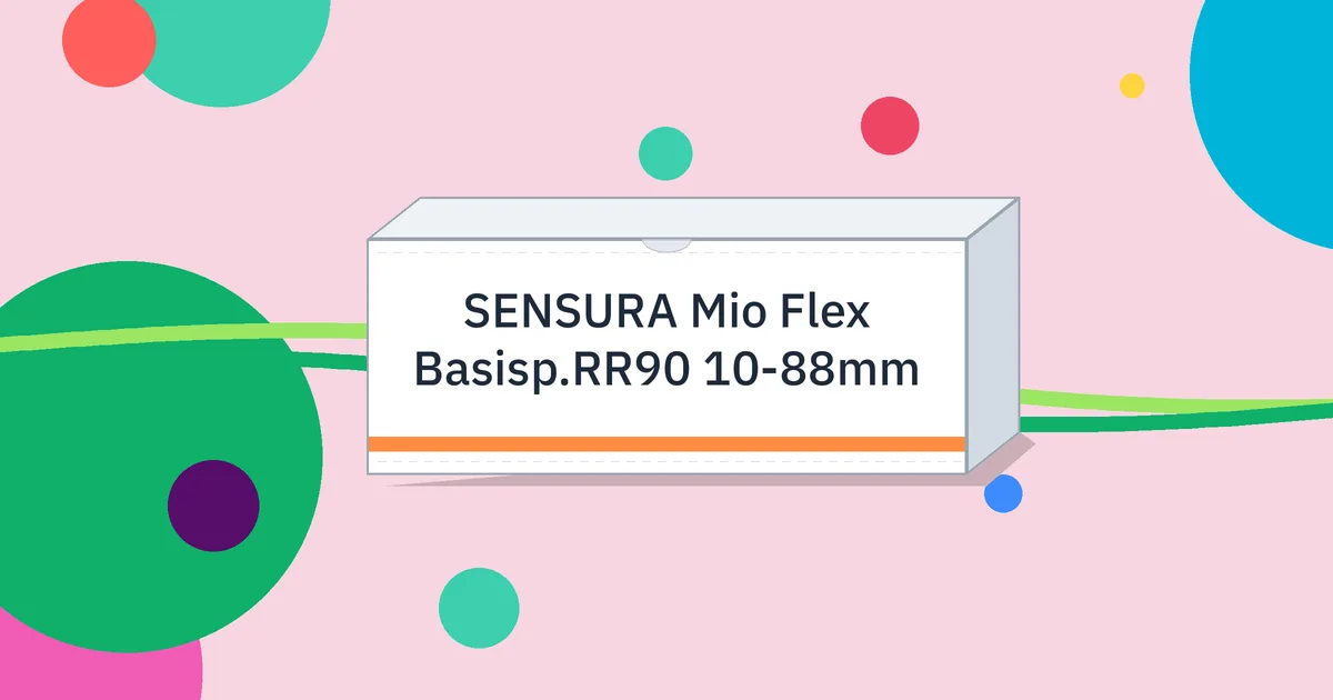 Symbolbild: Packung mit der Aufschrift SENSURA Mio Flex Basisp.RR90 10-88mm (PZN 17975668) – Verfügbarkeit und Bezug in Apotheken in Frankfurt am Main