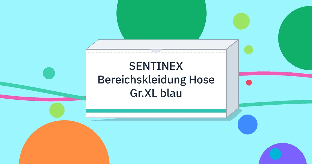 Symbolbild: Packung mit der Aufschrift SENTINEX Bereichskleidung Hose Gr.XL blau (PZN 09286452) – Verfügbarkeit und Bezug in Apotheken in Frankfurt am Main