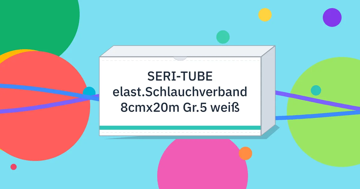 Symbolbild: Packung mit der Aufschrift SERI-TUBE elast.Schlauchverband 8cmx20m Gr.5 weiß (PZN 19837344) – Verfügbarkeit und Bezug in Apotheken in Frankfurt am Main