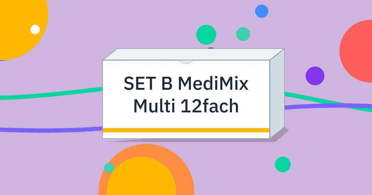 Symbolbild: Packung mit der Aufschrift SET B MediMix Multi 12fach (PZN 12905143) – Verfügbarkeit und Bezug in Apotheken in Frankfurt am Main