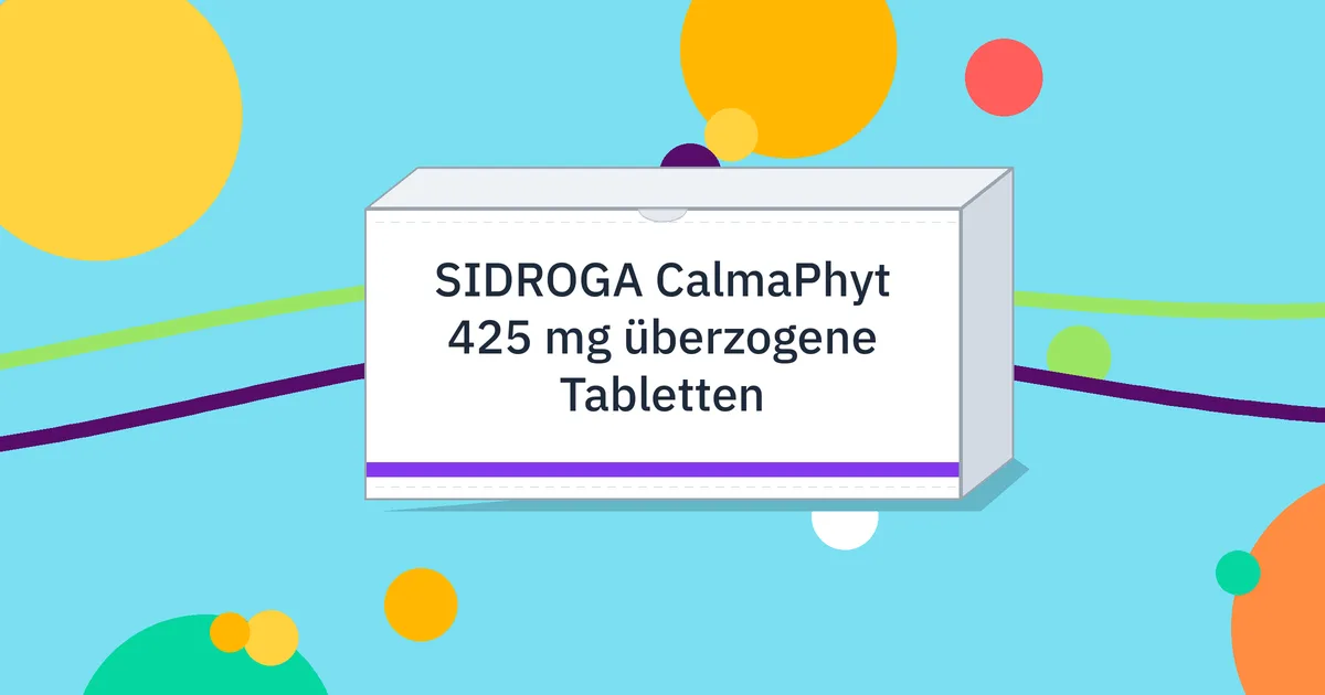 Symbolbild: Packung mit der Aufschrift SIDROGA CalmaPhyt 425 mg überzogene Tabletten (PZN 16653230) – Verfügbarkeit und Bezug in Apotheken in Frankfurt am Main