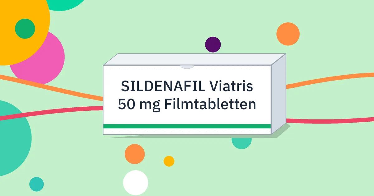 Symbolbild: Packung mit der Aufschrift SILDENAFIL Viatris 50 mg Filmtabletten (PZN 17901776) – Verfügbarkeit und Bezug in Apotheken in Frankfurt am Main