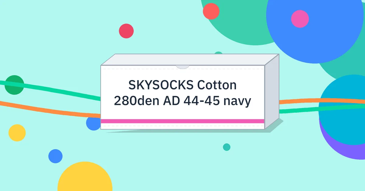 Symbolbild: Packung mit der Aufschrift SKYSOCKS Cotton 280den AD 44-45 navy (PZN 18664290) – Verfügbarkeit und Bezug in Apotheken in Frankfurt am Main