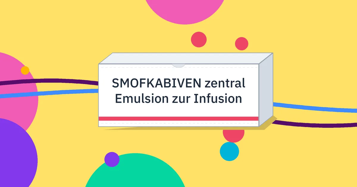 Symbolbild: Packung mit der Aufschrift SMOFKABIVEN zentral Emulsion zur Infusion (PZN 18457295) – Verfügbarkeit und Bezug in Apotheken in Frankfurt am Main