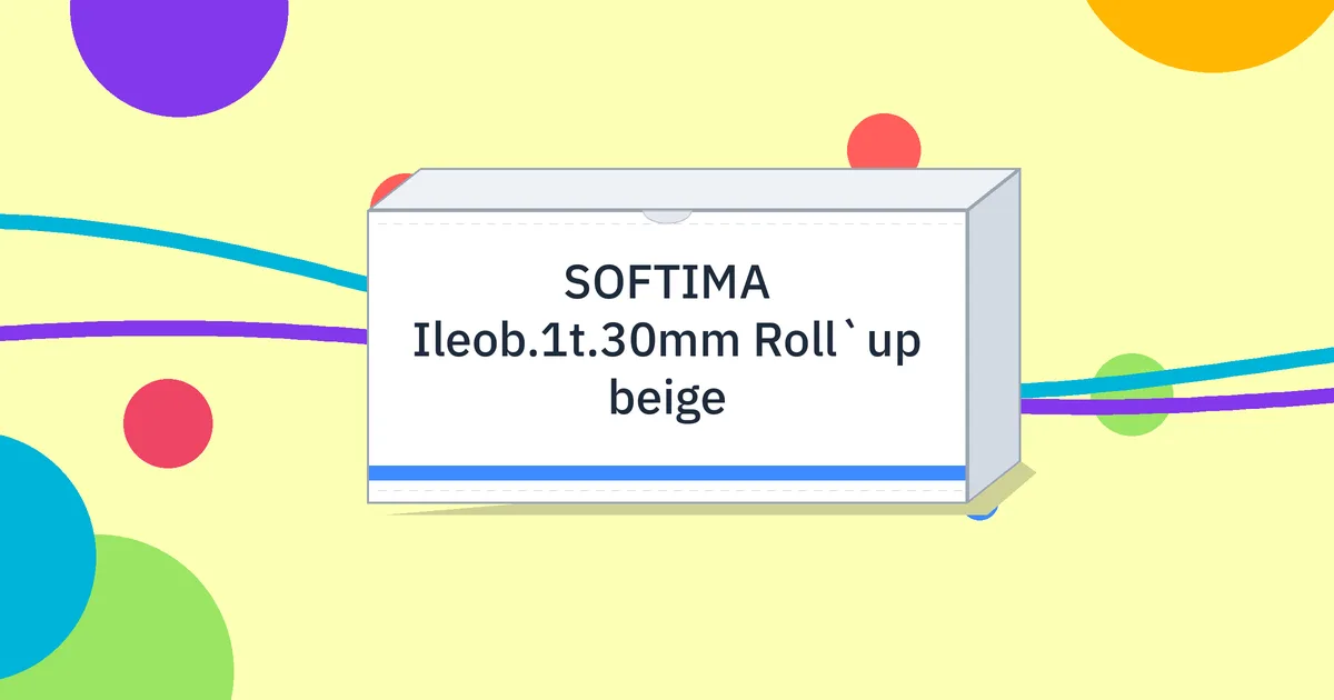Symbolbild: Packung mit der Aufschrift SOFTIMA Ileob.1t.30mm Roll`up beige (PZN 00200118) – Verfügbarkeit und Bezug in Apotheken in Frankfurt am Main