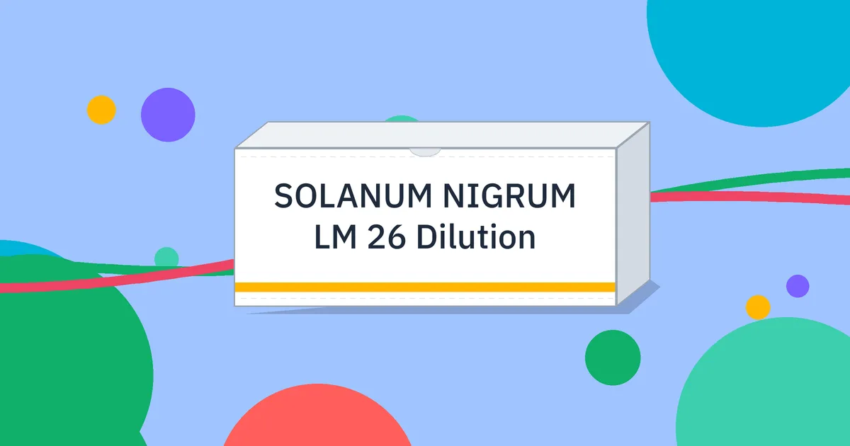 Symbolbild: Packung mit der Aufschrift SOLANUM NIGRUM LM 26 Dilution (PZN 13193029) – Verfügbarkeit und Bezug in Apotheken in Frankfurt am Main