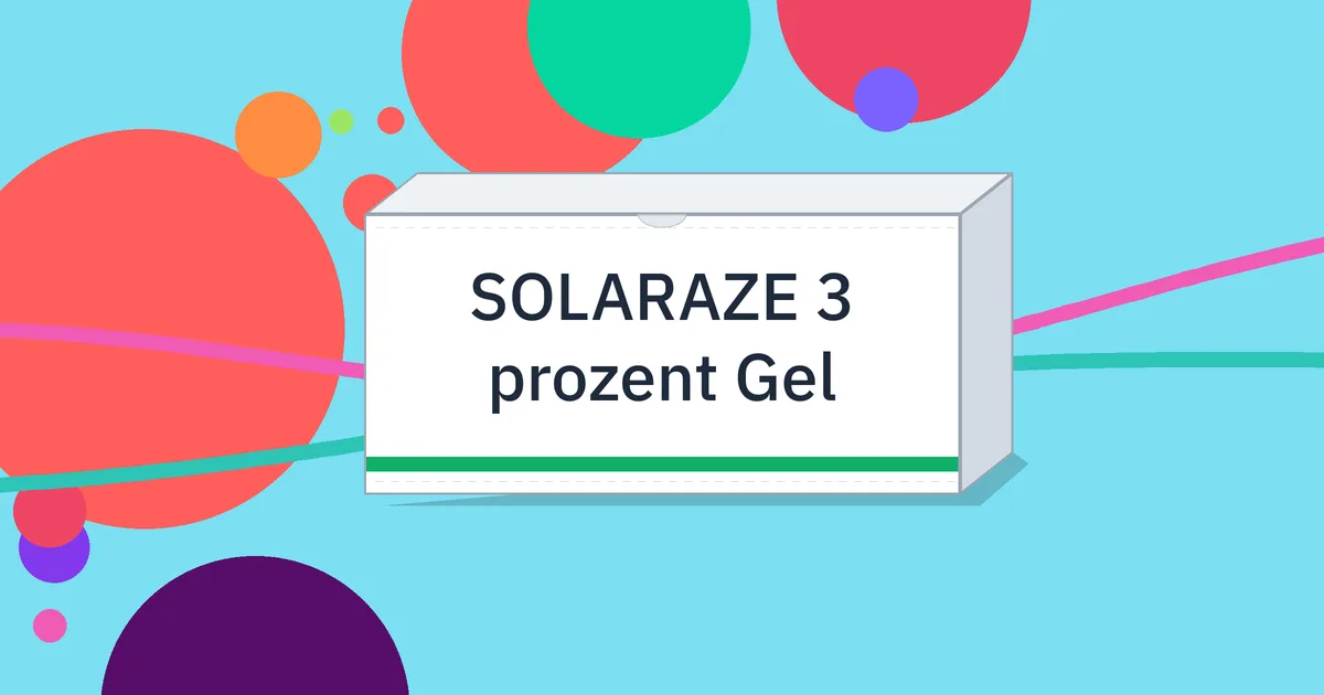 Symbolbild: Packung mit der Aufschrift SOLARAZE 3 prozent Gel (PZN 02296944) – Verfügbarkeit und Bezug in Apotheken in Frankfurt am Main