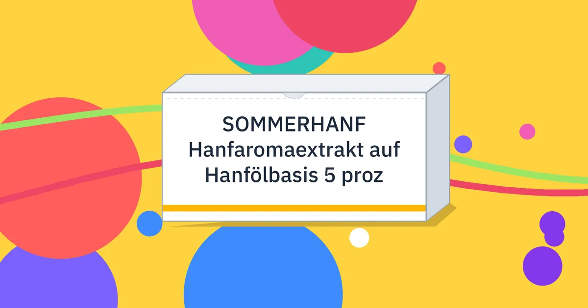 Symbolbild: Packung mit der Aufschrift SOMMERHANF Hanfaromaextrakt auf Hanfölbasis 5 proz (PZN 18062912) – Verfügbarkeit und Bezug in Apotheken in Frankfurt am Main