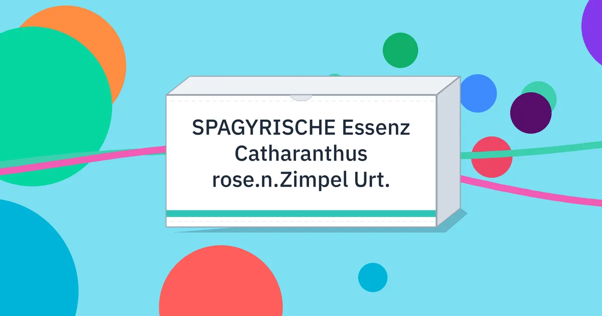 Symbolbild: Packung mit der Aufschrift SPAGYRISCHE Essenz Catharanthus rose.n.Zimpel Urt. (PZN 04482496) – Verfügbarkeit und Bezug in Apotheken in Frankfurt am Main