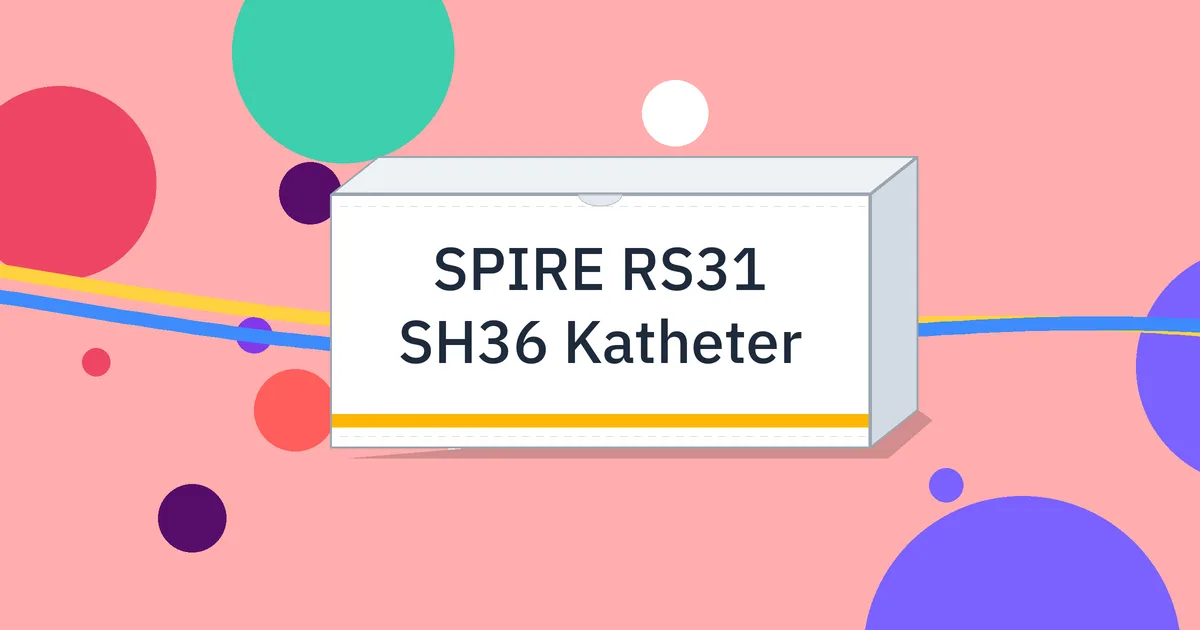 Symbolbild: Packung mit der Aufschrift SPIRE RS31 SH36 Katheter (PZN 00857522) – Verfügbarkeit und Bezug in Apotheken in Frankfurt am Main