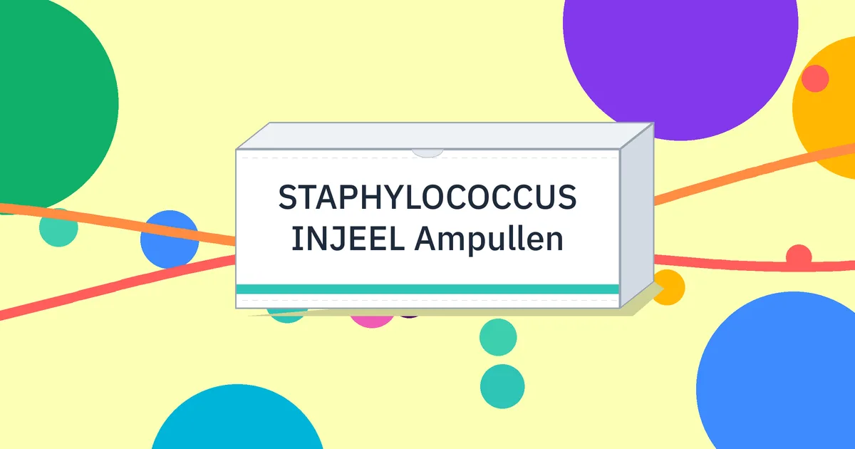 Symbolbild: Packung mit der Aufschrift STAPHYLOCOCCUS INJEEL Ampullen (PZN 00966719) – Verfügbarkeit und Bezug in Apotheken in Frankfurt am Main