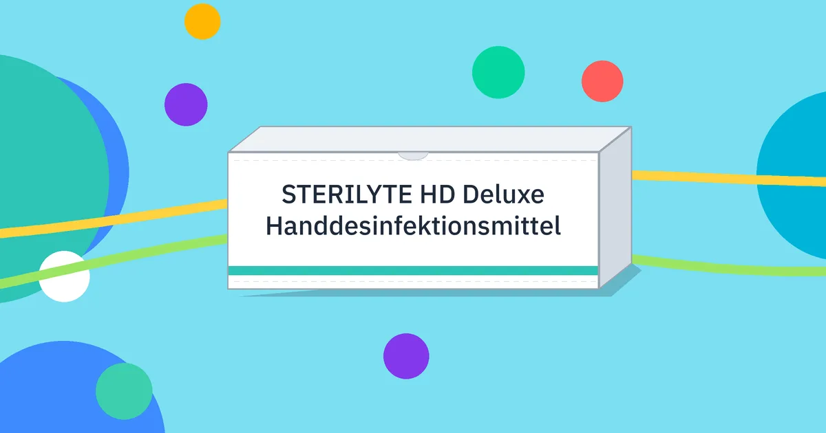 Symbolbild: Packung mit der Aufschrift STERILYTE HD Deluxe Handdesinfektionsmittel (PZN 17910924) – Verfügbarkeit und Bezug in Apotheken in Frankfurt am Main