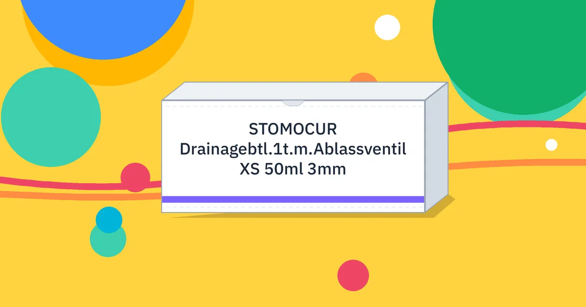 Symbolbild: Packung mit der Aufschrift STOMOCUR Drainagebtl.1t.m.Ablassventil XS 50ml 3mm (PZN 18239210) – Verfügbarkeit und Bezug in Apotheken in Frankfurt am Main