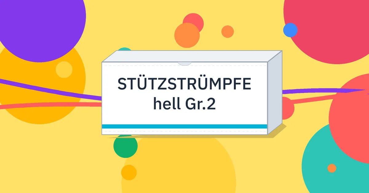 Symbolbild: Packung mit der Aufschrift STÜTZSTRÜMPFE hell Gr.2 (PZN 01978819) – Verfügbarkeit und Bezug in Apotheken in Frankfurt am Main