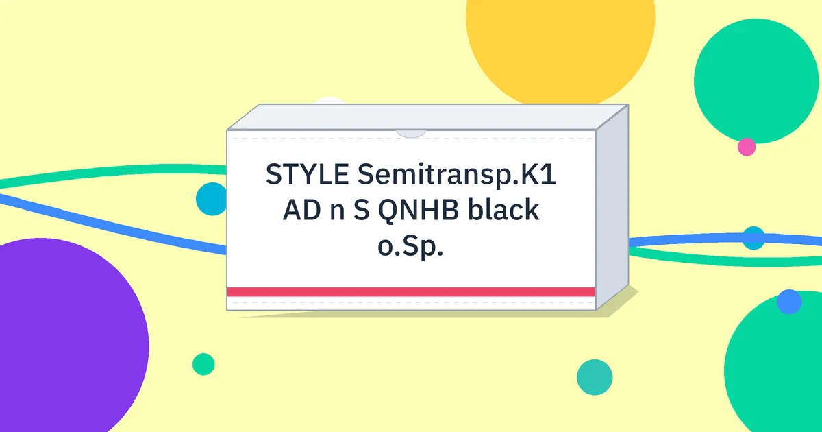 Symbolbild: Packung mit der Aufschrift STYLE Semitransp.K1 AD n S QNHB black o.Sp. (PZN 18869023) – Verfügbarkeit und Bezug in Apotheken in Frankfurt am Main