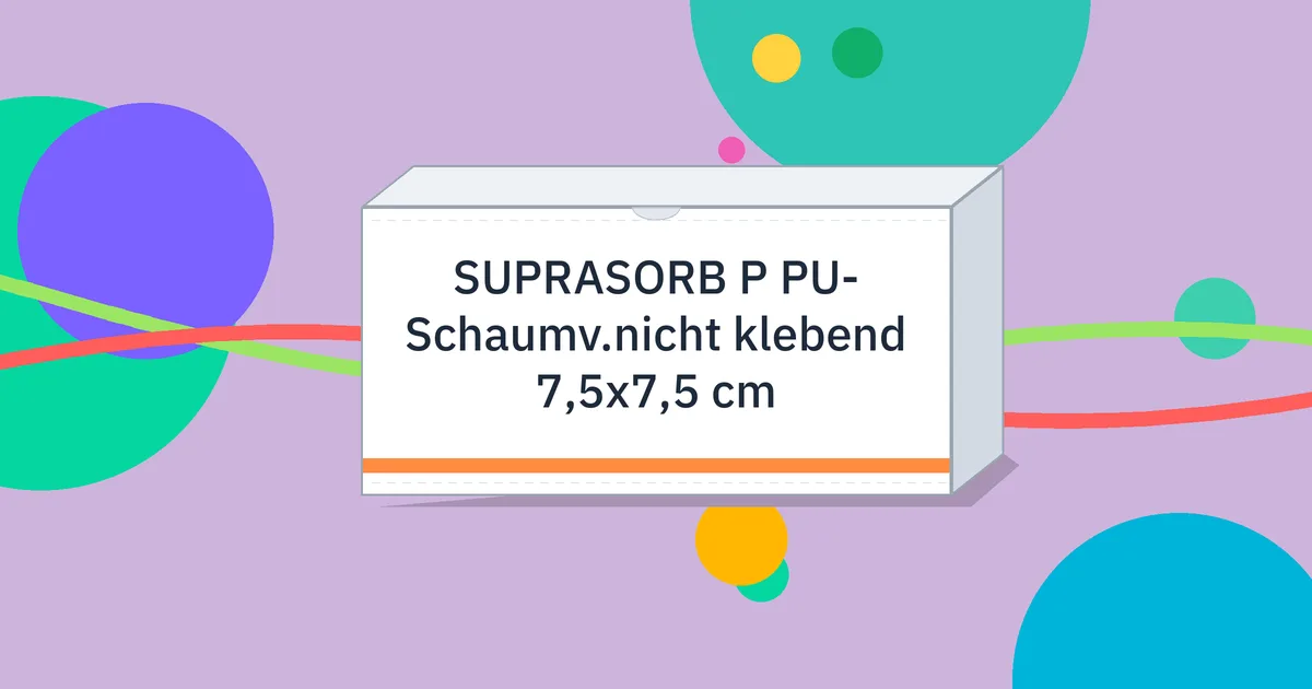 Symbolbild: Packung mit der Aufschrift SUPRASORB P PU-Schaumv.nicht klebend 7,5x7,5 cm (PZN 03933353) – Verfügbarkeit und Bezug in Apotheken in Frankfurt am Main