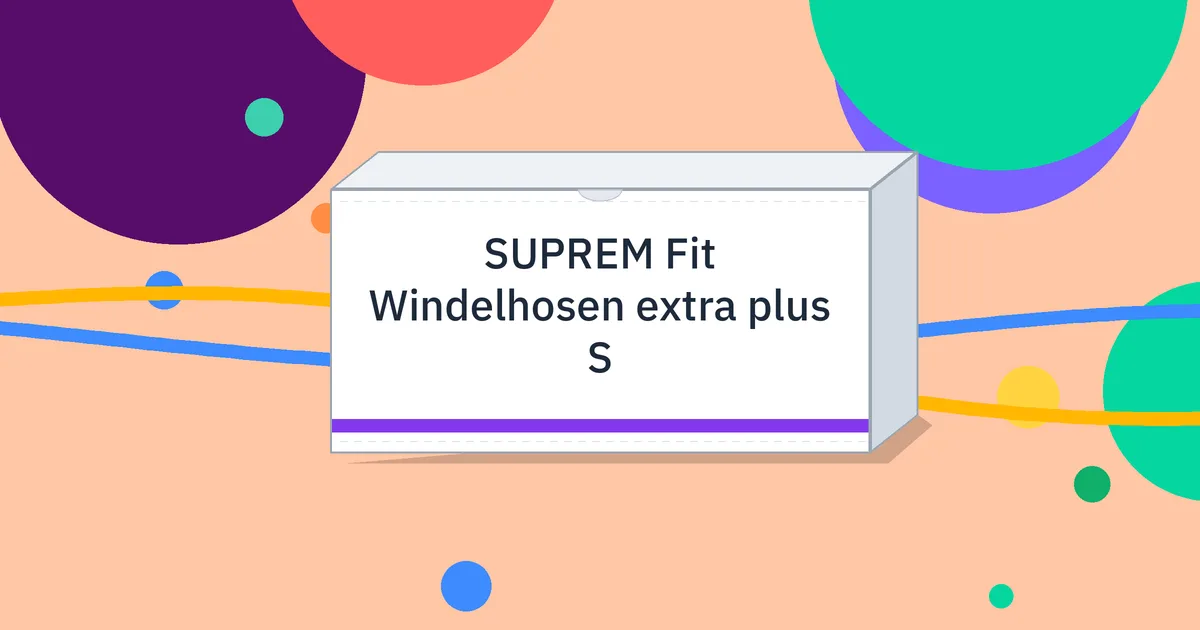 Symbolbild: Packung mit der Aufschrift SUPREM Fit Windelhosen extra plus S (PZN 08595665) – Verfügbarkeit und Bezug in Apotheken in Frankfurt am Main