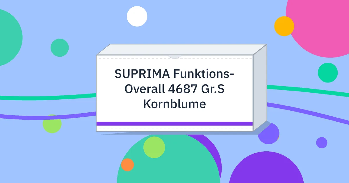 Symbolbild: Packung mit der Aufschrift SUPRIMA Funktions-Overall 4687 Gr.S Kornblume (PZN 00063199) – Verfügbarkeit und Bezug in Apotheken in Frankfurt am Main