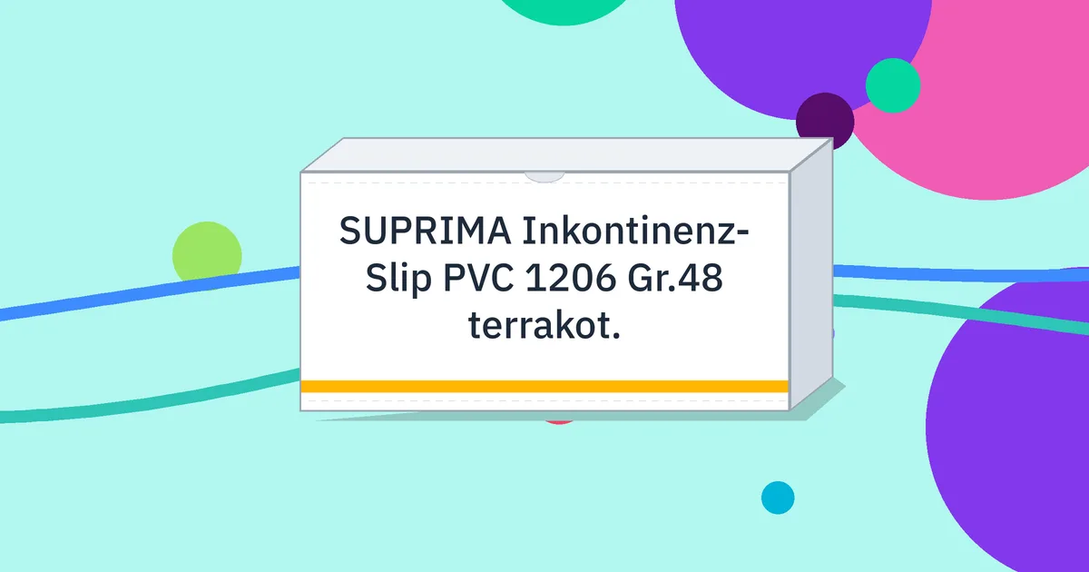 Symbolbild: Packung mit der Aufschrift SUPRIMA Inkontinenz-Slip PVC 1206 Gr.48 terrakot. (PZN 00417533) – Verfügbarkeit und Bezug in Apotheken in Frankfurt am Main