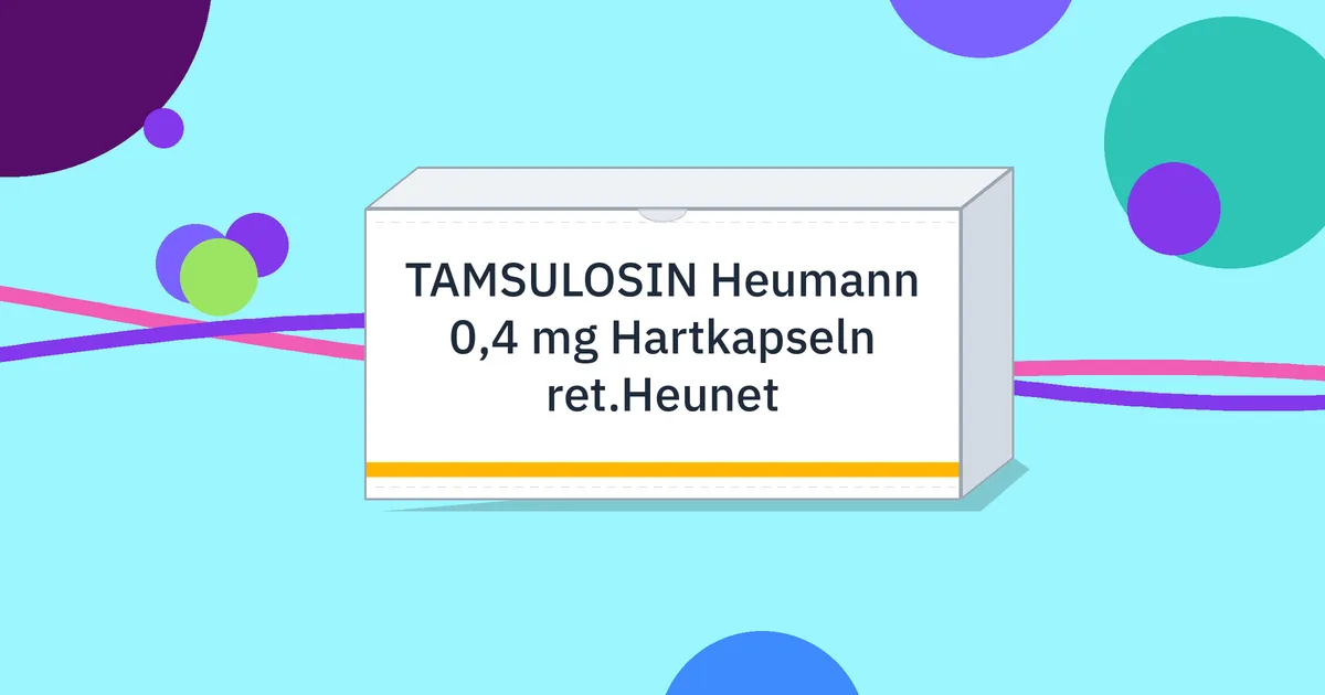 Symbolbild: Packung mit der Aufschrift TAMSULOSIN Heumann 0,4 mg Hartkapseln ret.Heunet (PZN 06100168) – Verfügbarkeit und Bezug in Apotheken in Frankfurt am Main