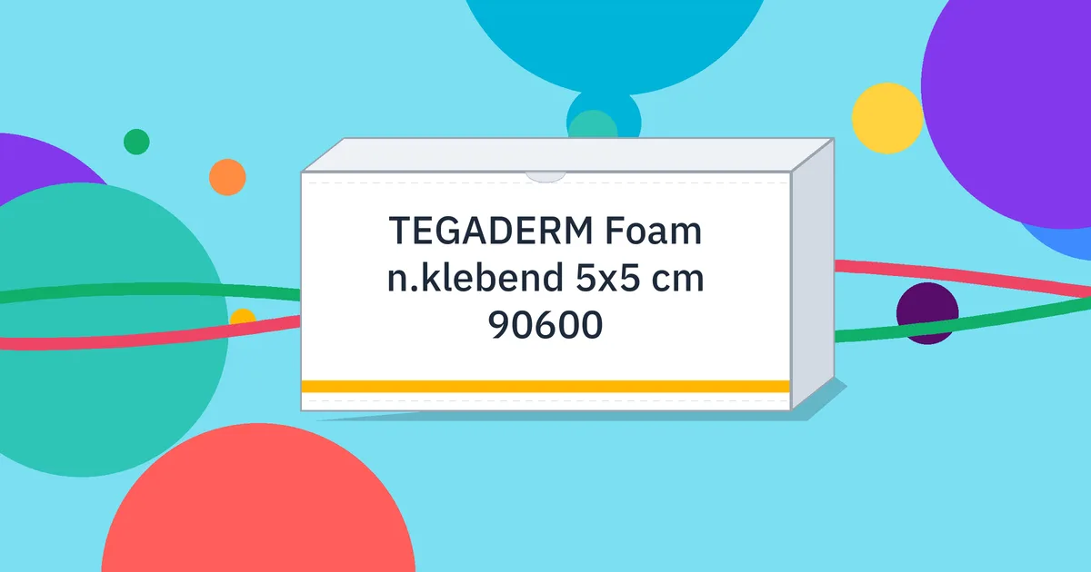 Symbolbild: Packung mit der Aufschrift TEGADERM Foam n.klebend 5x5 cm 90600 (PZN 13719253) – Verfügbarkeit und Bezug in Apotheken in Frankfurt am Main