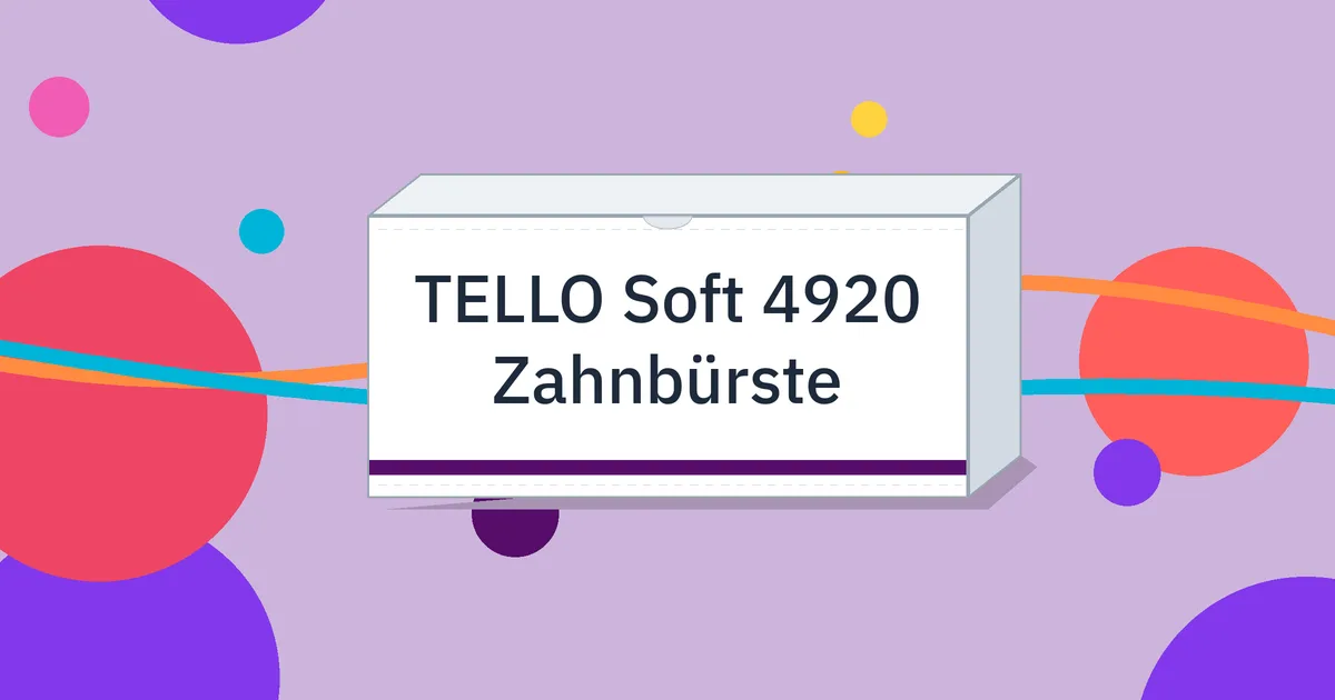 Symbolbild: Packung mit der Aufschrift TELLO Soft 4920 Zahnbürste (PZN 16614336) – Verfügbarkeit und Bezug in Apotheken in Frankfurt am Main
